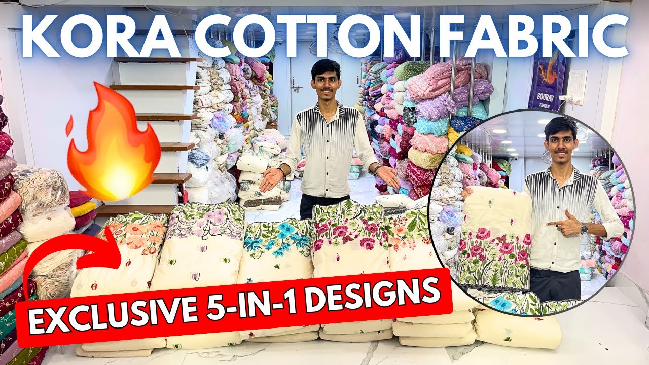 5 Beautiful Kora Cotton Multi Thread Work Fabric Designs | New Arrival ...
