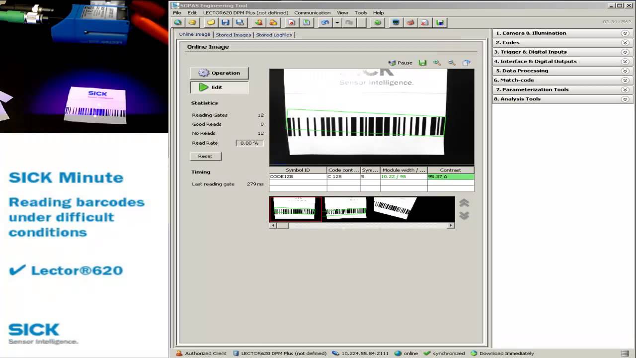 LECTOR620 reading under difficult conditions barcode mp4 - YouTube