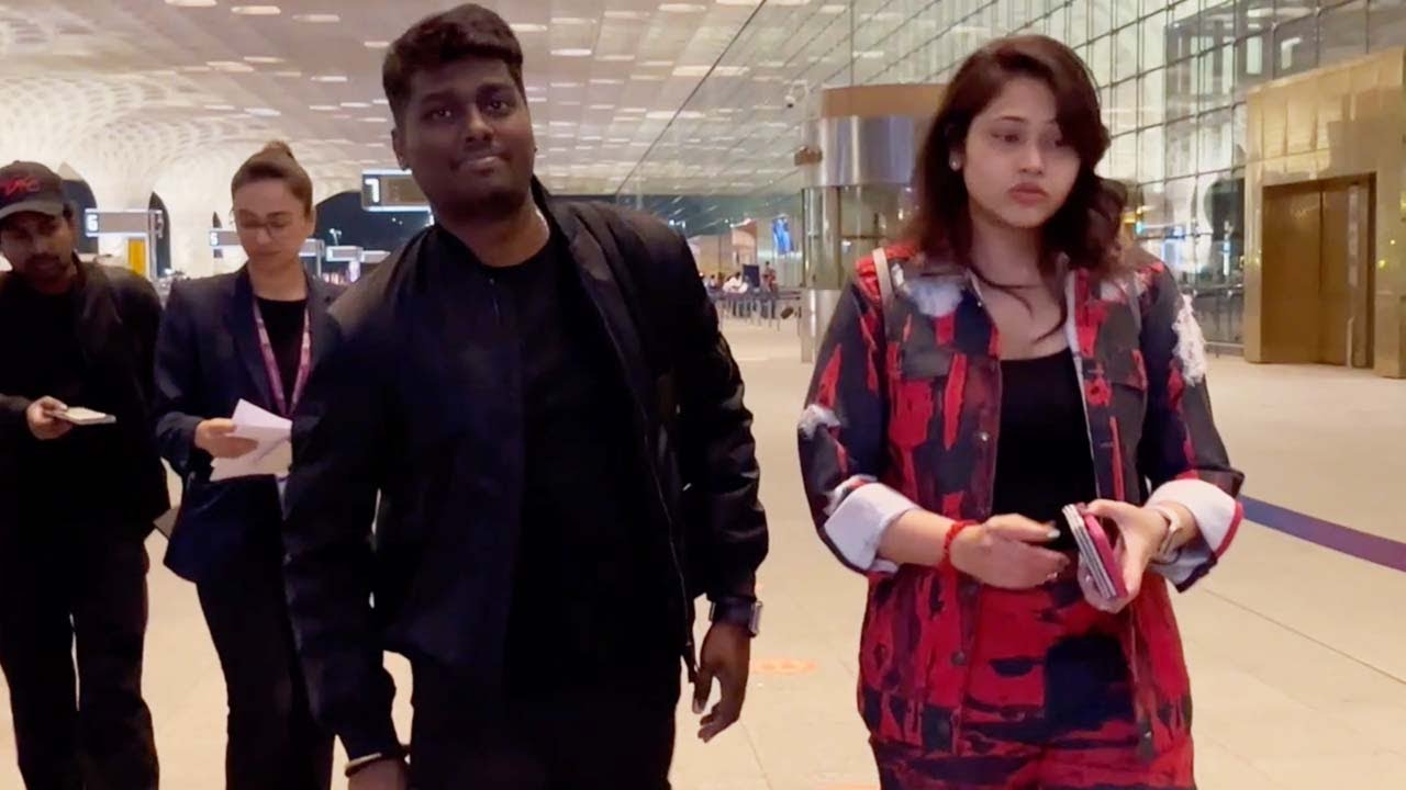 Atlee Kumar with wife Krishna Priya spotted at Mumbai Airport | Shudh ...
