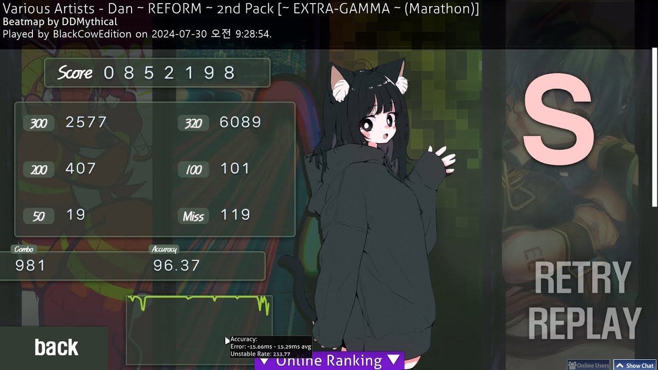 [Osu!Mania/4k] -Gamma DAN- / 96.37% - YouTube