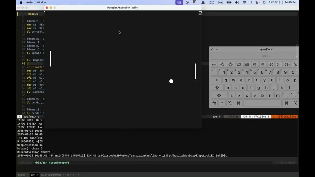Demo: PONG game implemented in AArch64 assembly using Raylib - YouTube