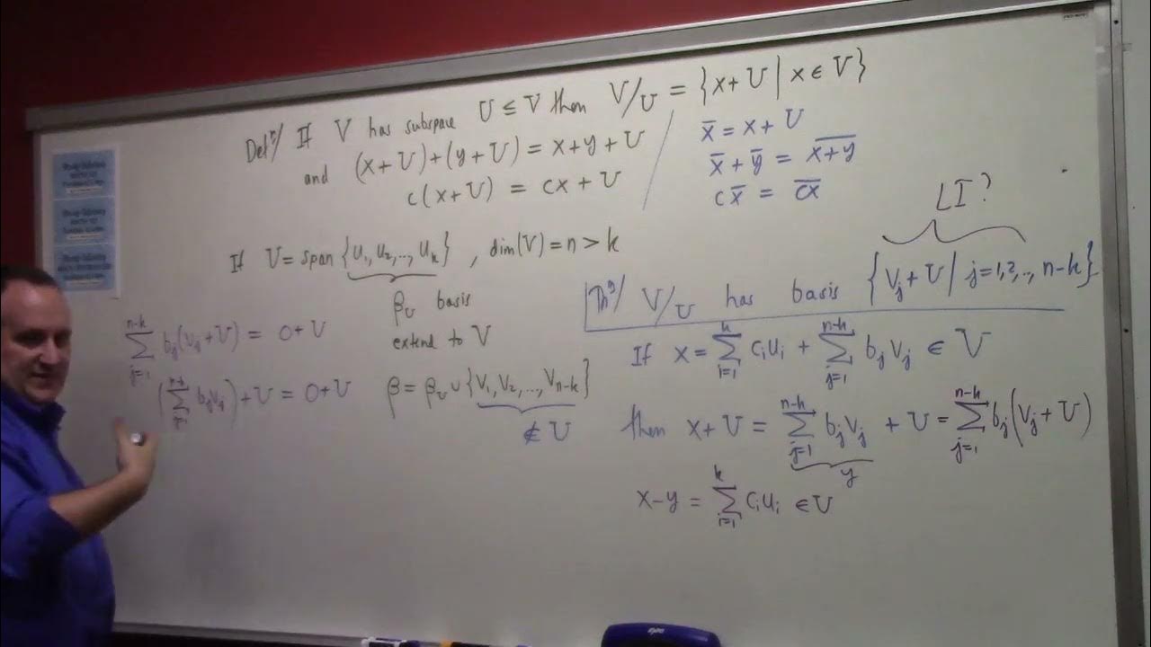 Advanced Calculus: linear maps, theory of kernel and range, quotient spaces, 8-29-23 part 2 ...