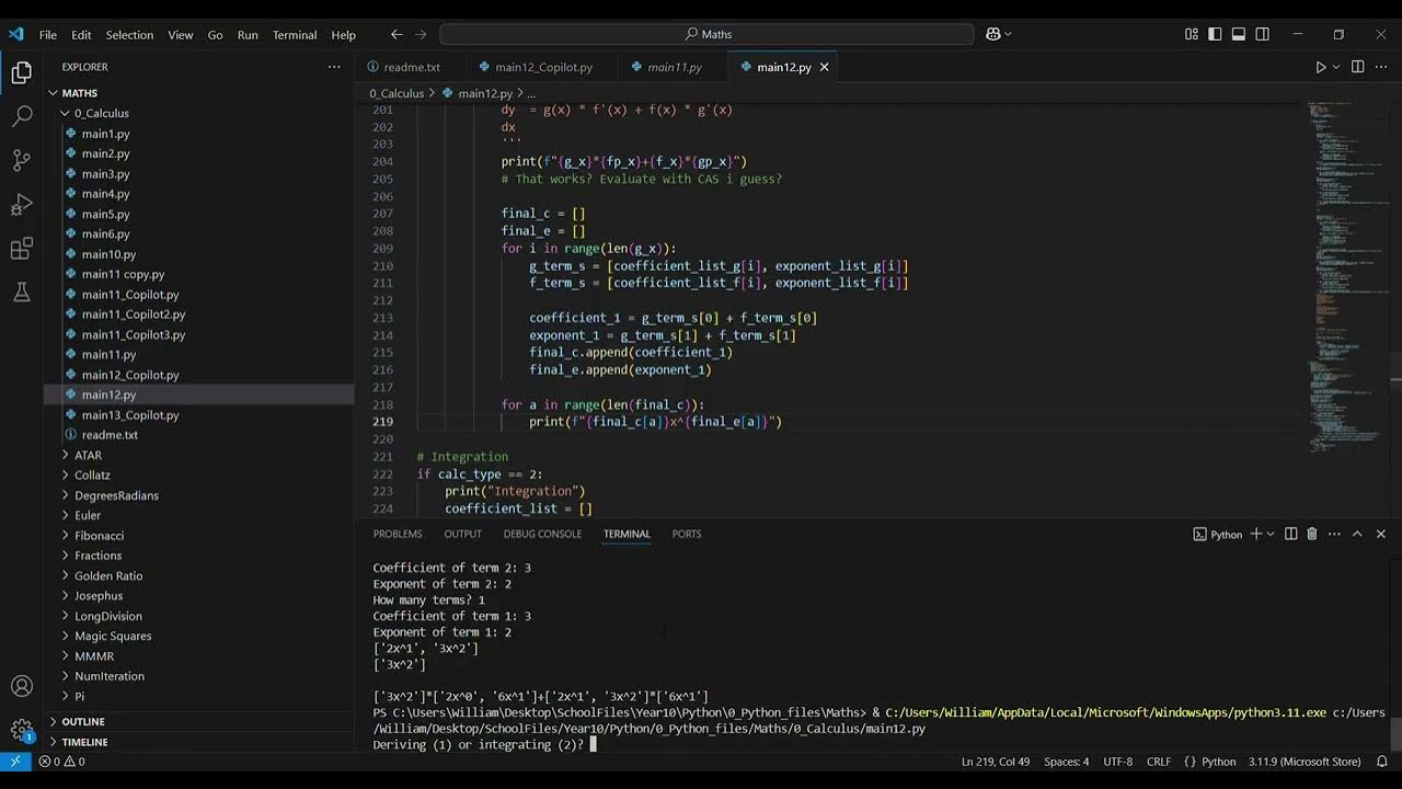 Calculus Python 11 3 2025 Part 2 - YouTube