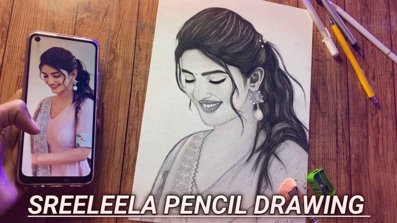Sreeleela pencil drawing | rishabhart | - YouTube