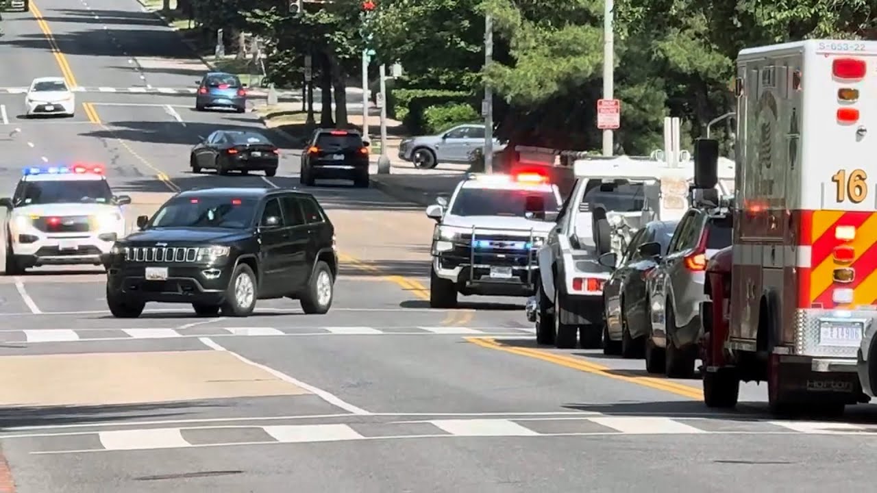 Ambulance stopped by Secret Service motorcade followed by second ...