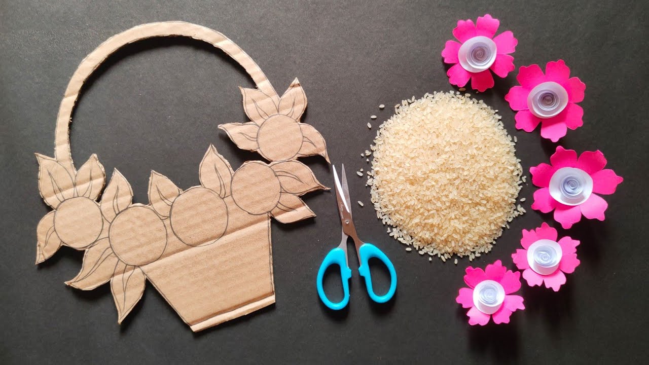 Unique Wall Hanging Craft using Rice | Best Out Of Waste Cardboard ...