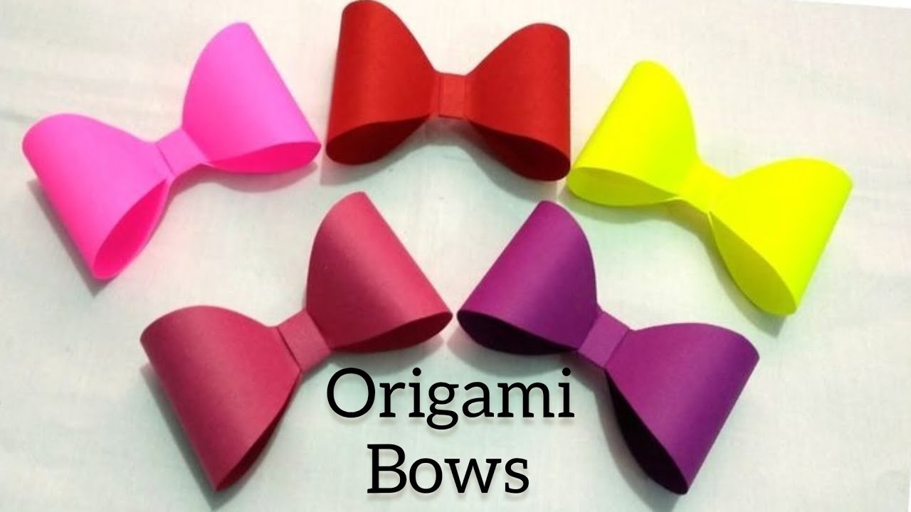 How To Make Paper Bows craft ️//Origami Bow Diy//Paper Folding art ...