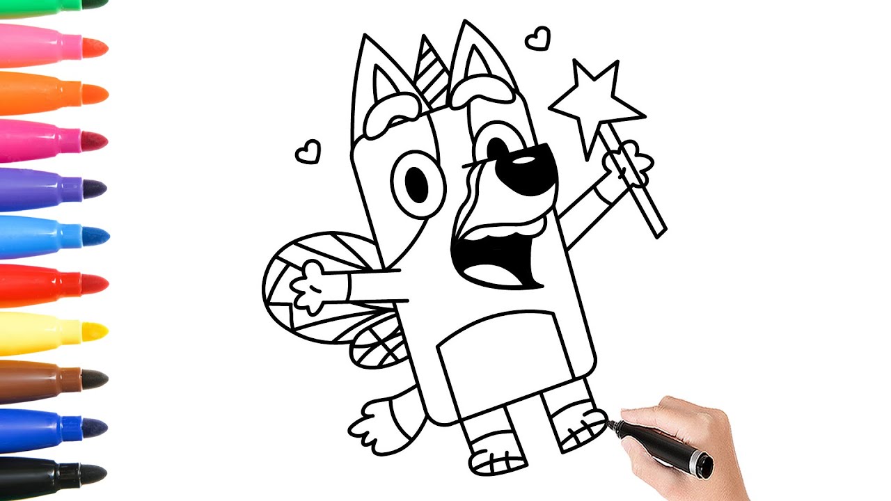 How to Draw Bluey Fairy Unicorn | Bluey Drawing and Coloring Tutorial ...