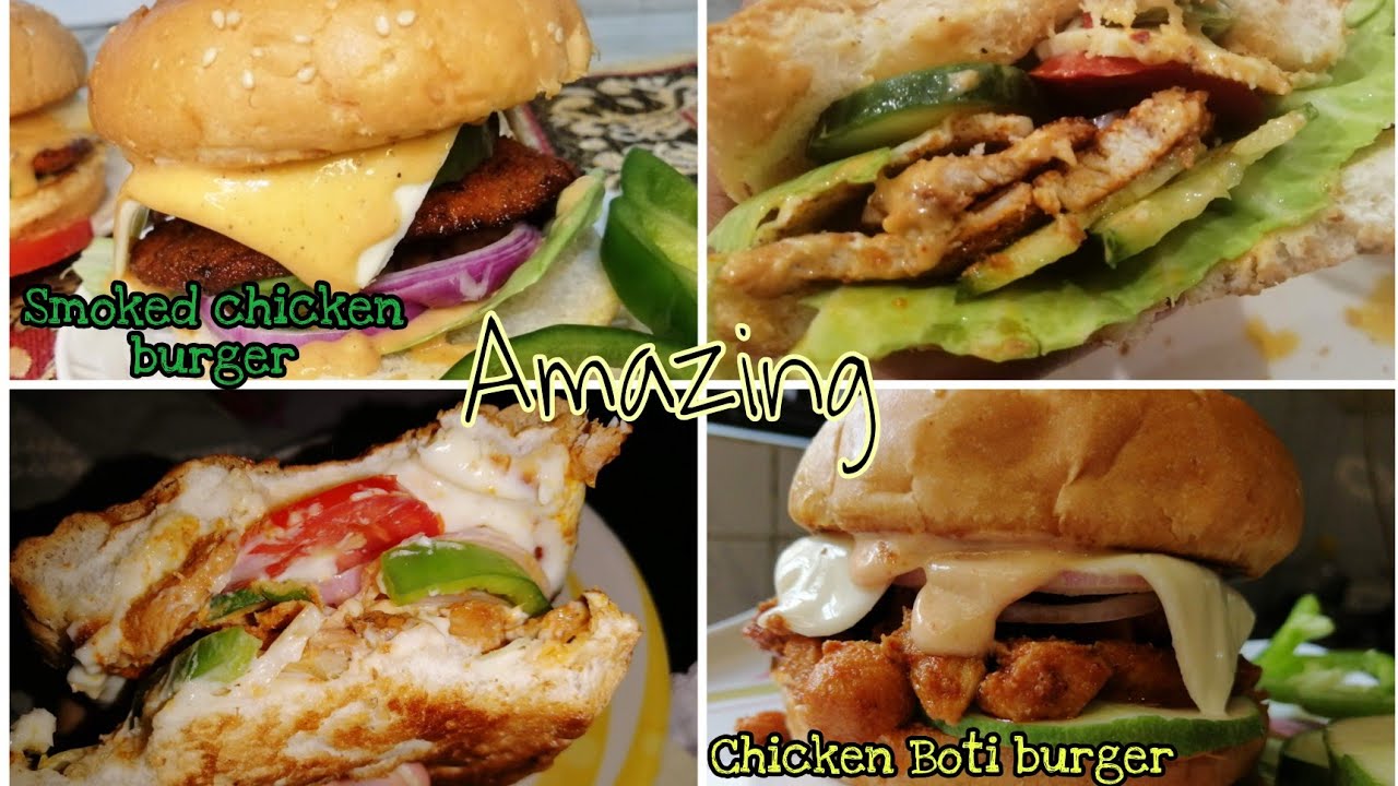 2 unique & amazing chicken burger recipe (smoke chicken burger /chicken ...