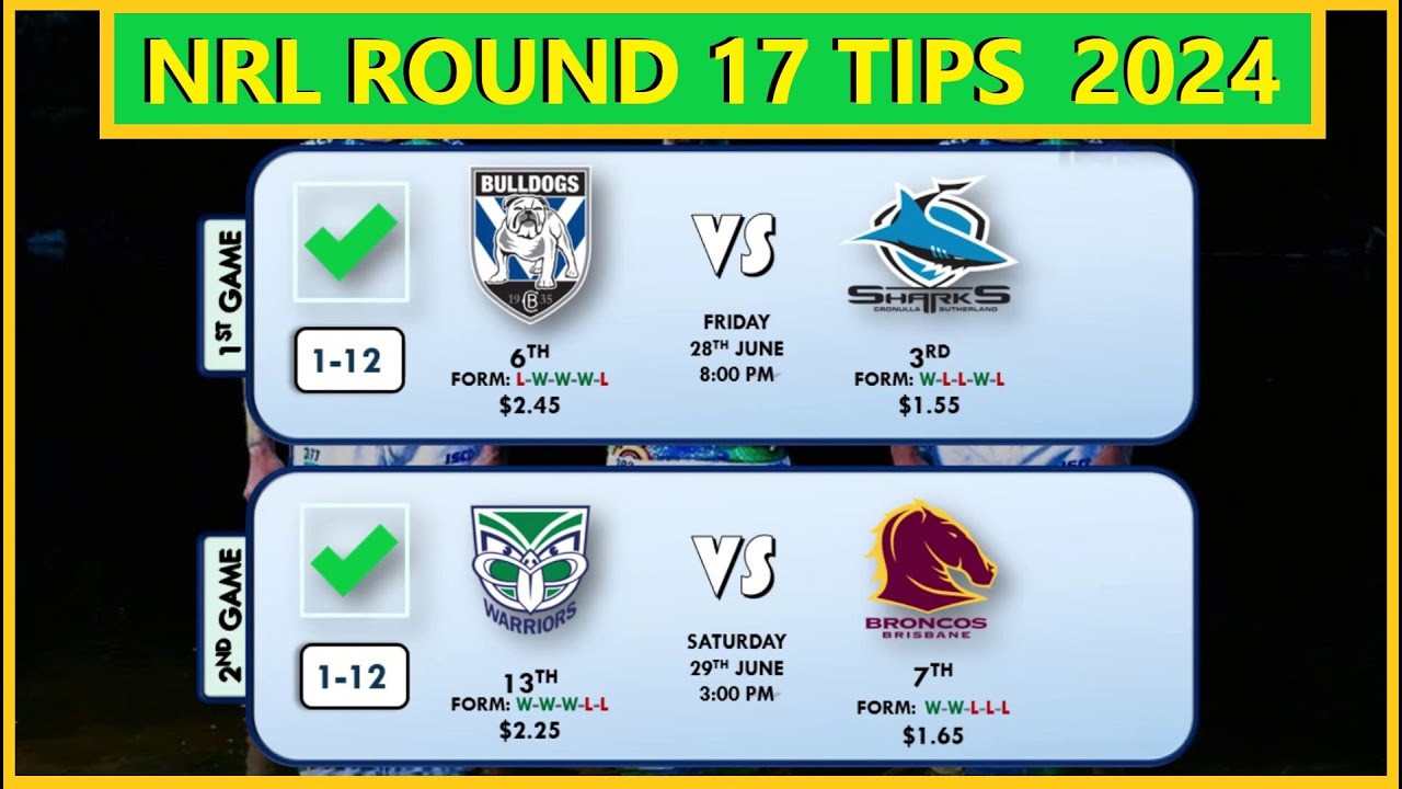 NRL Round 17 Tips and Predictions 2024 - YouTube