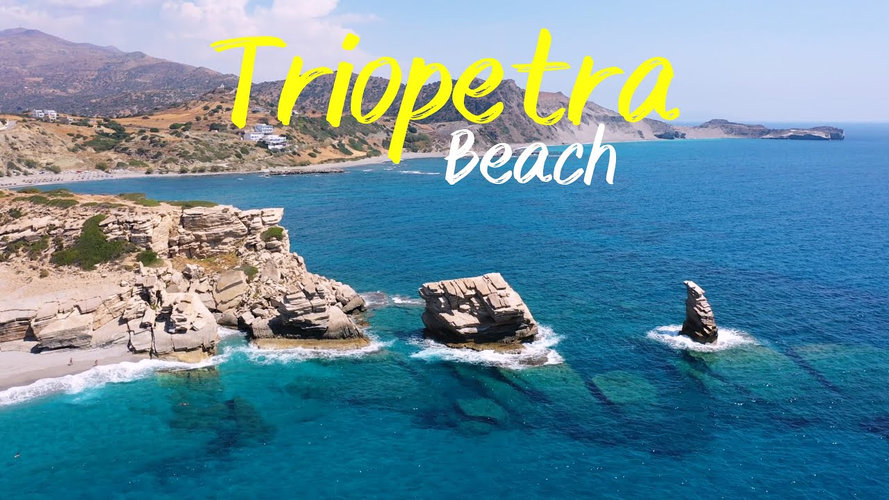 Triopetra beach Rethymnon Crete Greece 4K - YouTube