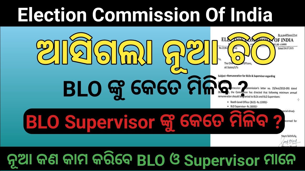 Election Commission Of India I BLO & BLO Supervisor Remuneration I କଣ ...
