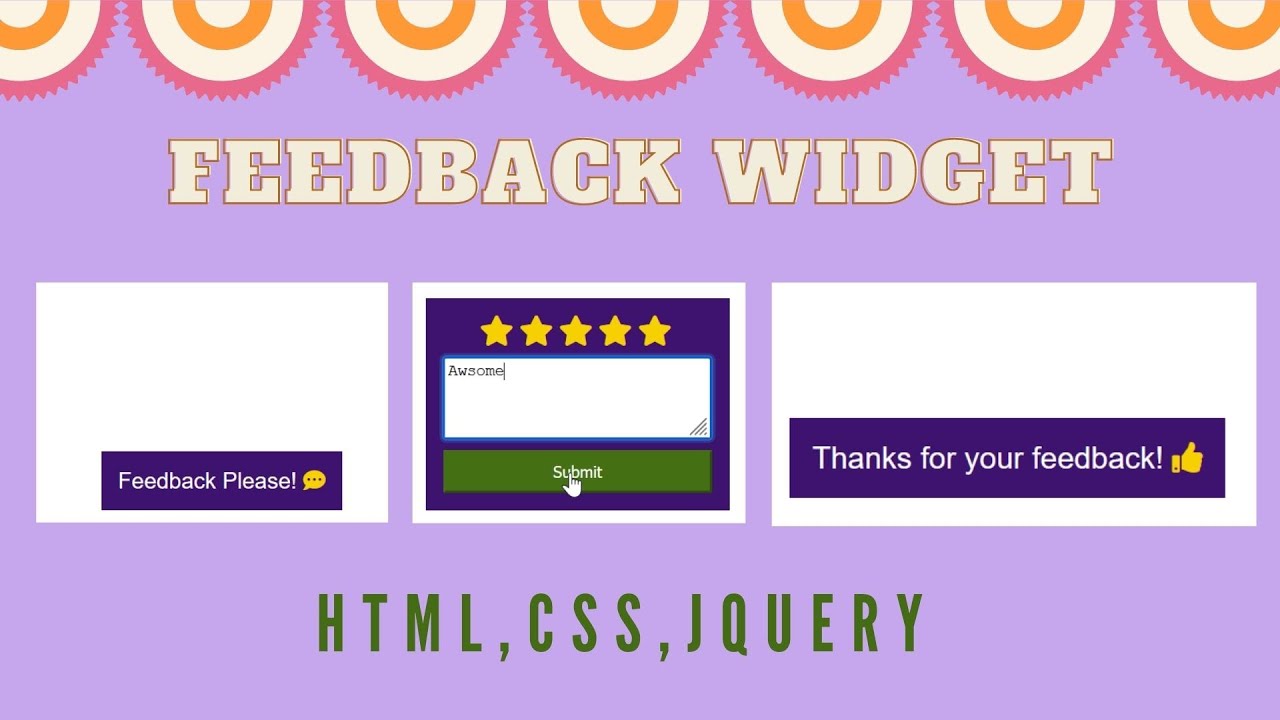 How To Create Feedback Star Rating Widget Htmlcssjquery Youtube 1296
