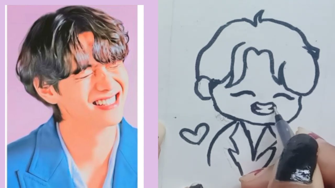 bts v , Kim tae-hyung cute anime drawing easy fanart | step by step ...