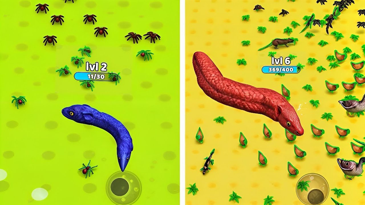 Snake grow Vs Rainbow Snake | Level Up Snake Evolution | Max Level ...