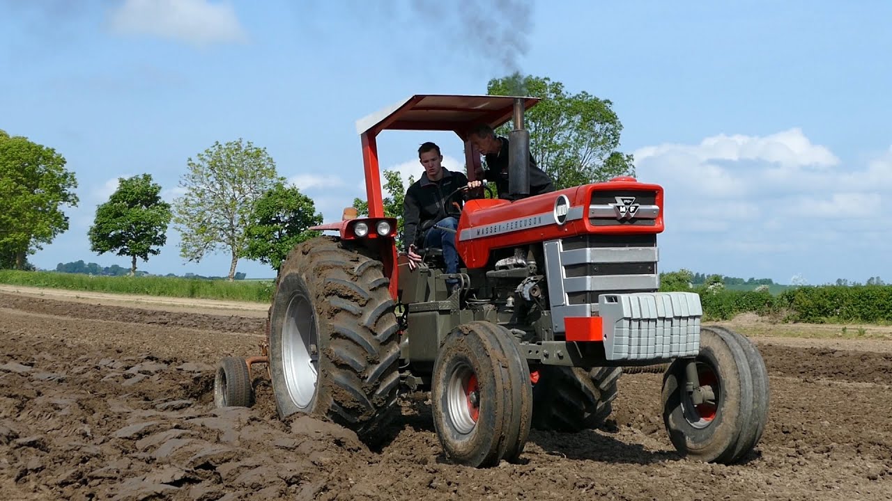 Massey Ferguson 1100 in the field ploughing w/ 6-Bottom Plough at ...
