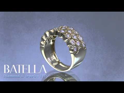 0.85 Carat E-F/VVS2-VS1 Round Diamonds Anniversary Pave Band Ring 18k Yellow Gold / RD-00099