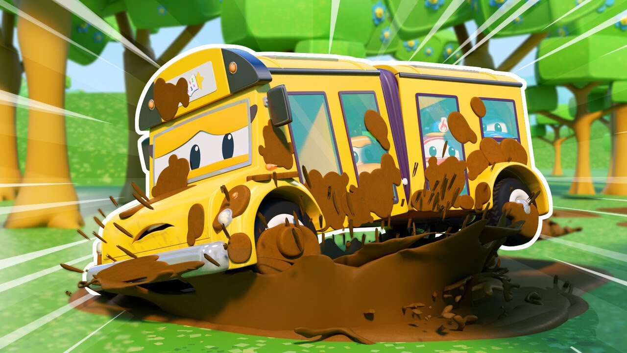 Oh no! School Bus gets dirty on the way to school! | Car Wash video for ...