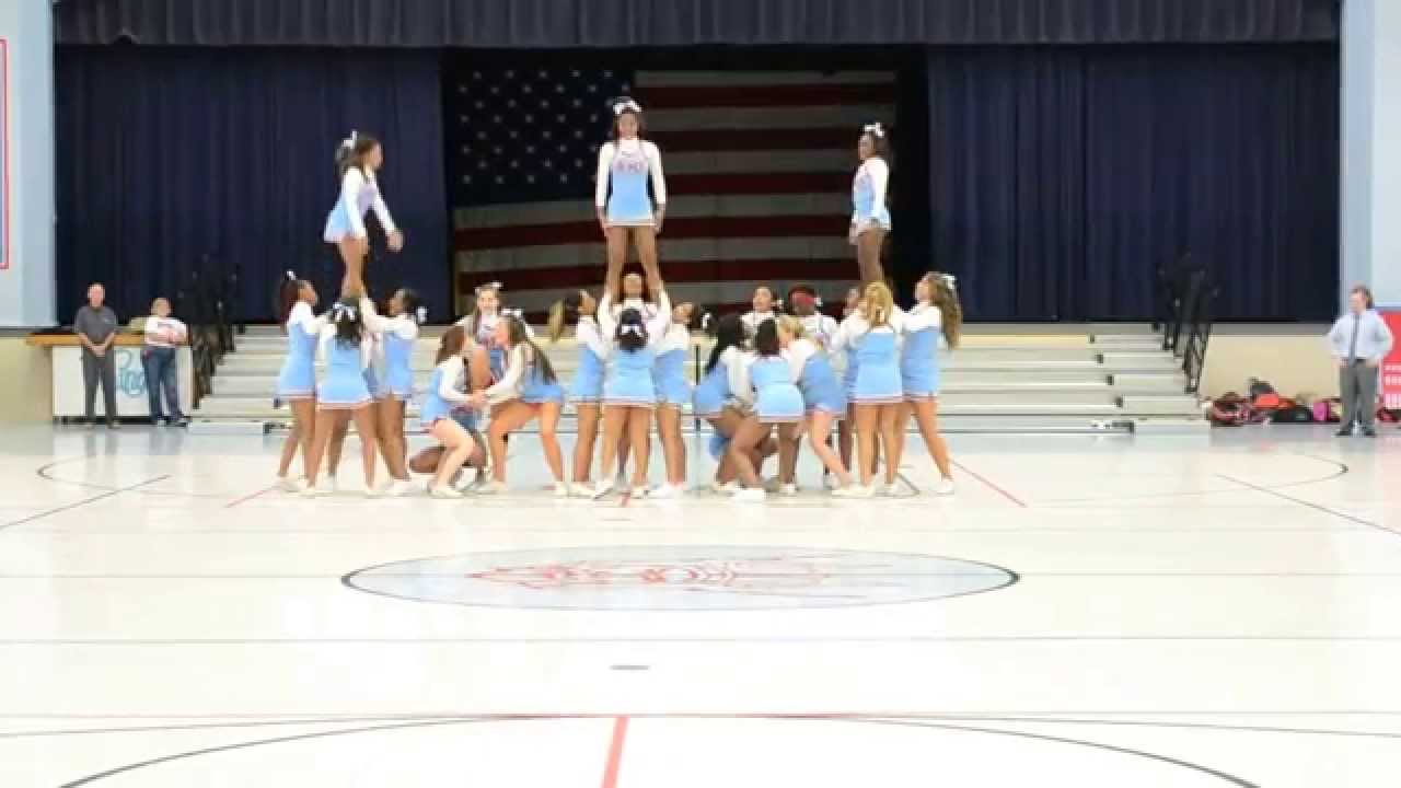 VASJ cheerleaders at fall pep rally - YouTube
