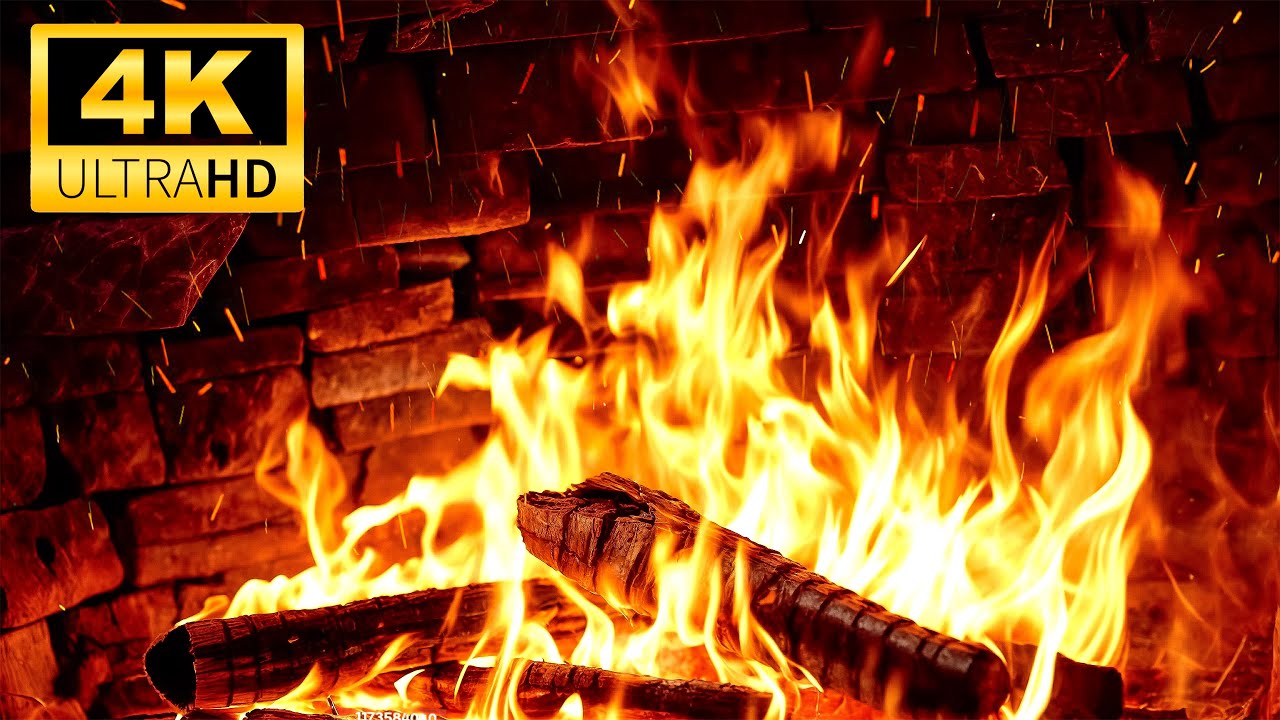🔥 Mesmerizing Fireplace Glow | 4K Fireplace with Burning Logs & Gentle ...