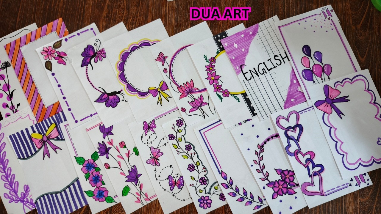 20 PURPLE BORDER DESIGNS/PROJECT WORK DESIGNS/A4 SHEET/FILE/FRONT PAGE ...