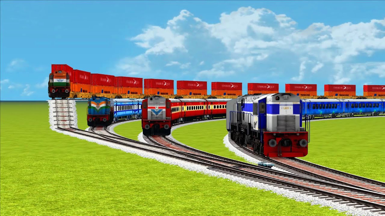 TRAINS JUMPING ON THE MOST EXTREME SHARP BEND RAILROAD TRACKS ☠️‍🔥 ...