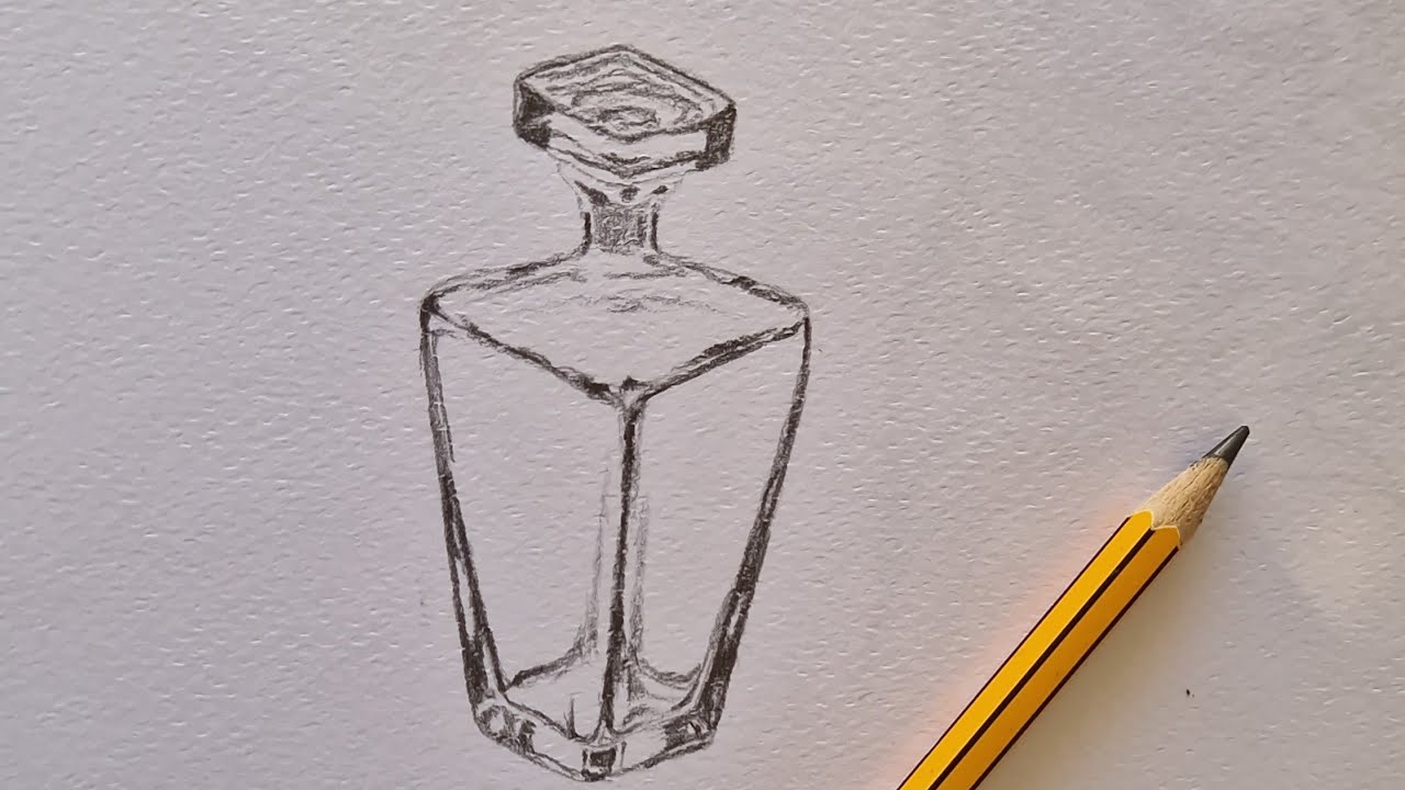 How to Draw Realistic Glass Bottle Step by Step | Easy Pencil Sketch ...