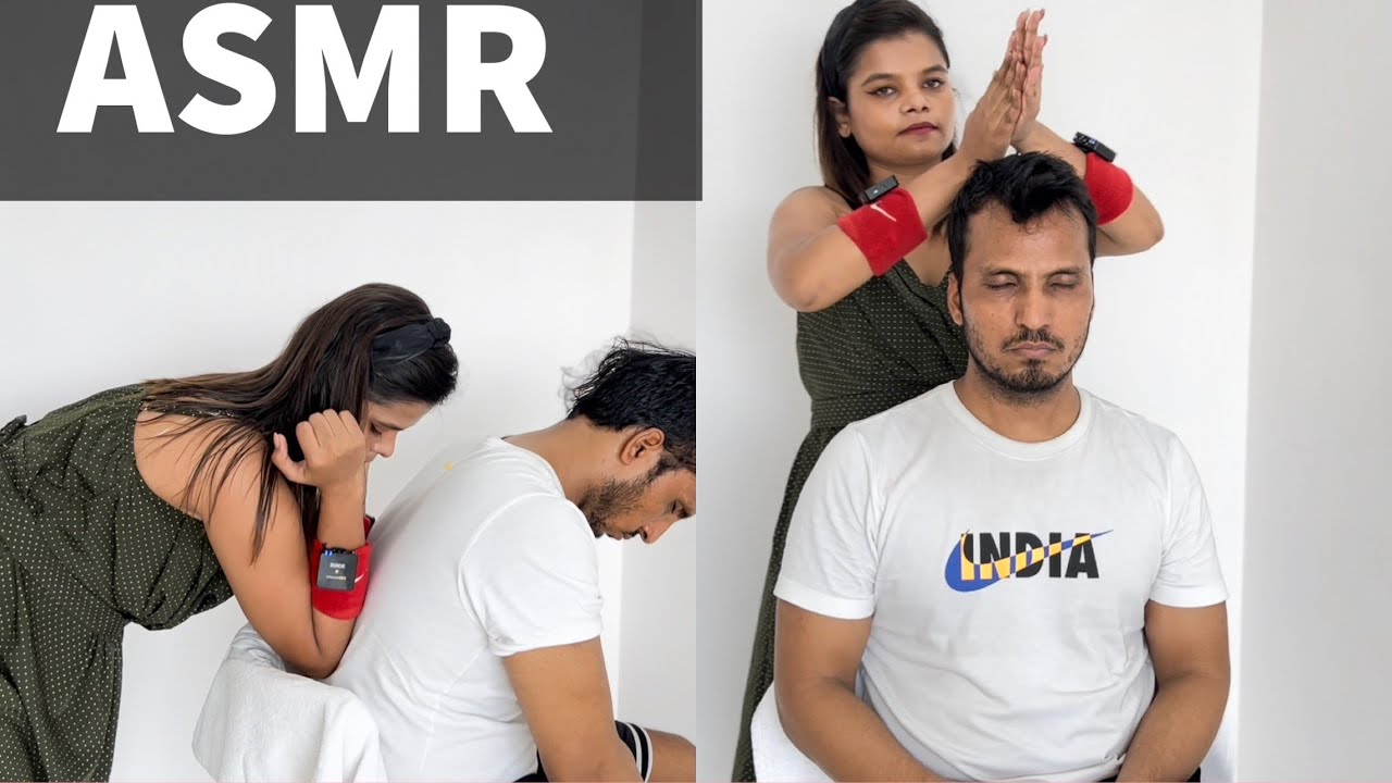 ASMR Lady Barber Head & Back Massage | asmr ear massage - YouTube