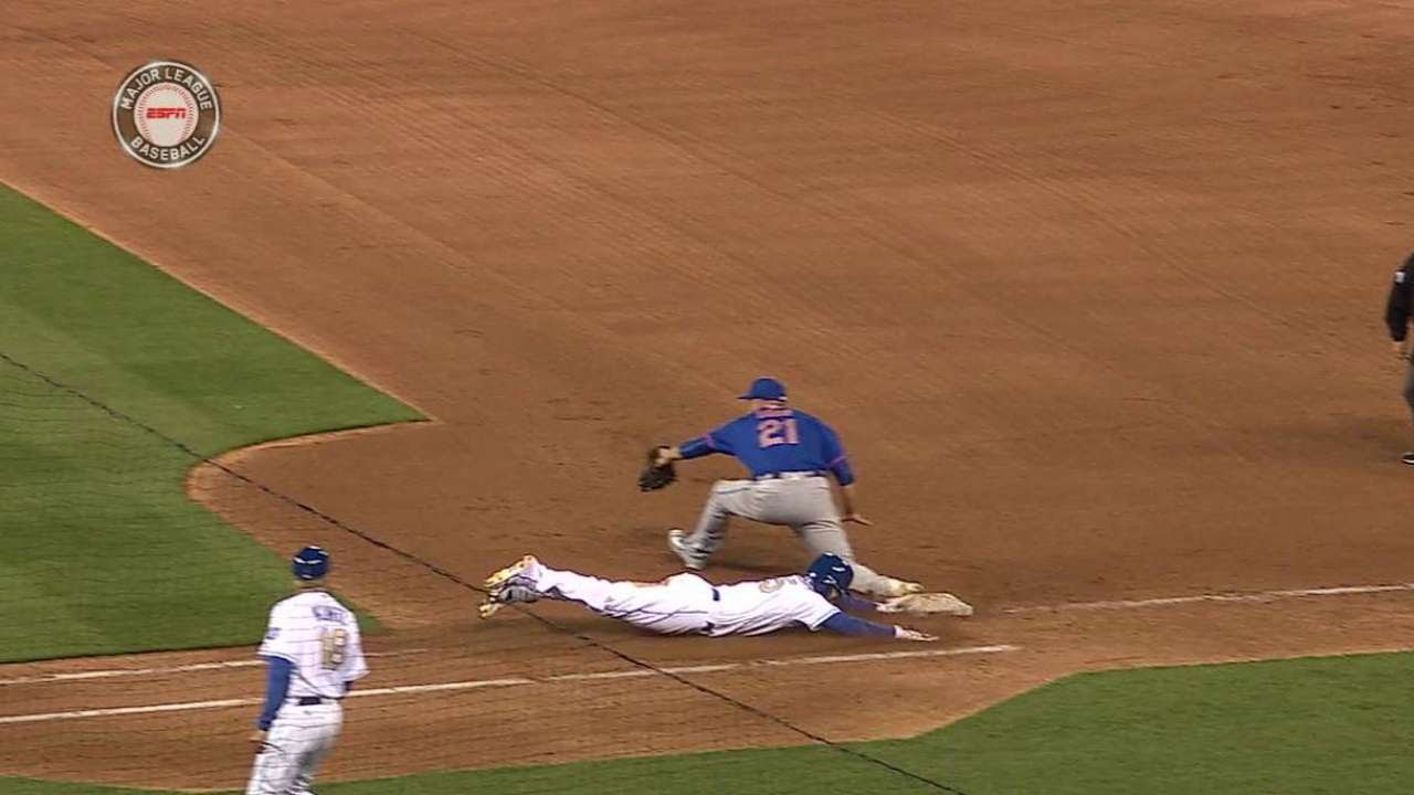 NYM@KC: Hosmer bunts, slides into first with a single - YouTube