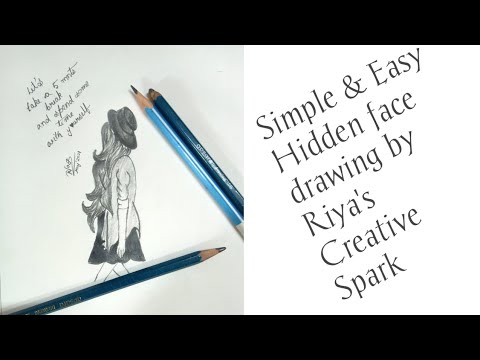 Simple & easy hidden face drawing - a girl with a hat / pencil sketch ...