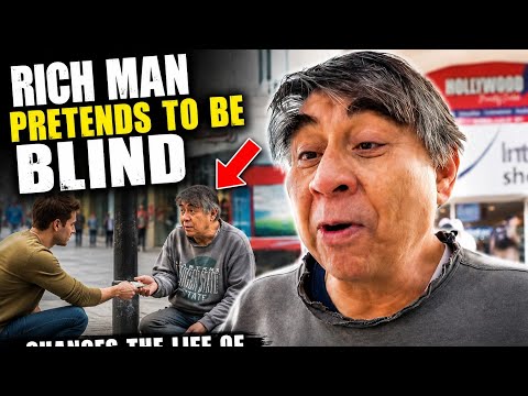 Rich man pretends to be blind and changes the life of the kindest person ❤️ His reaction is beautifu
