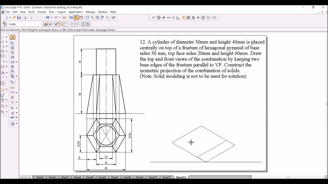 Isometric projections using solid edge v19 - interactive drafting (video03) - YouTube
