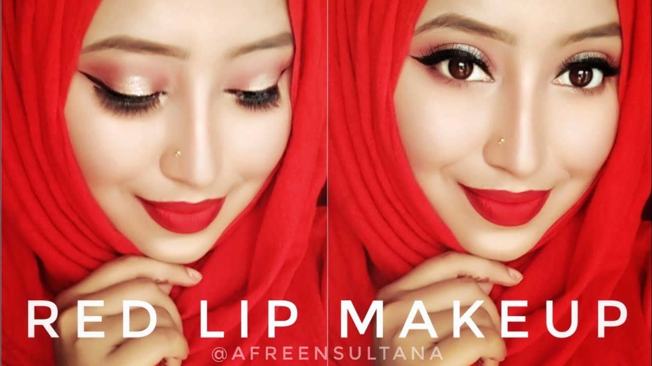 Red Lip Makeup Tutorial, Makeup Tutorial ||Afreen|| #nikkietutorials ...