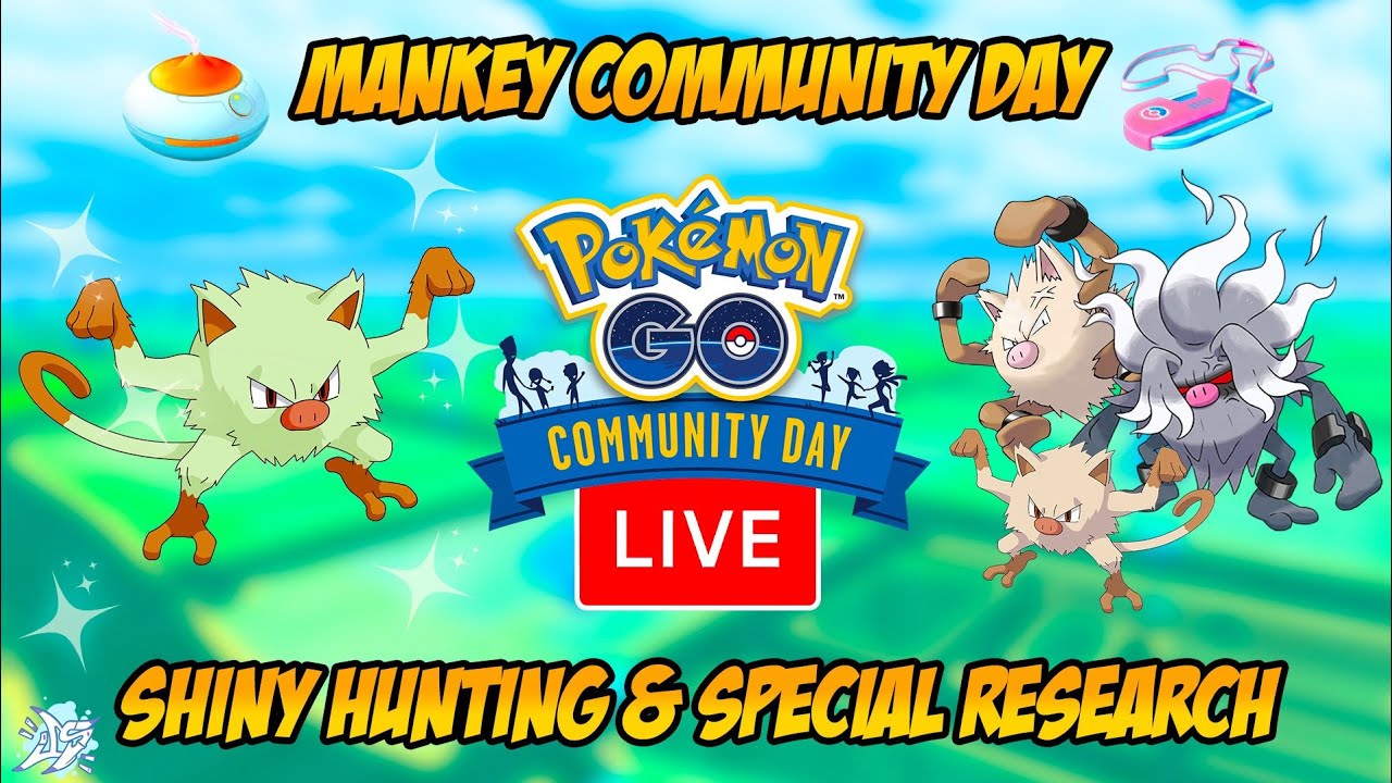 Mankey Community Day Shiny Hunting & Special Research Live | Pokemon GO ...