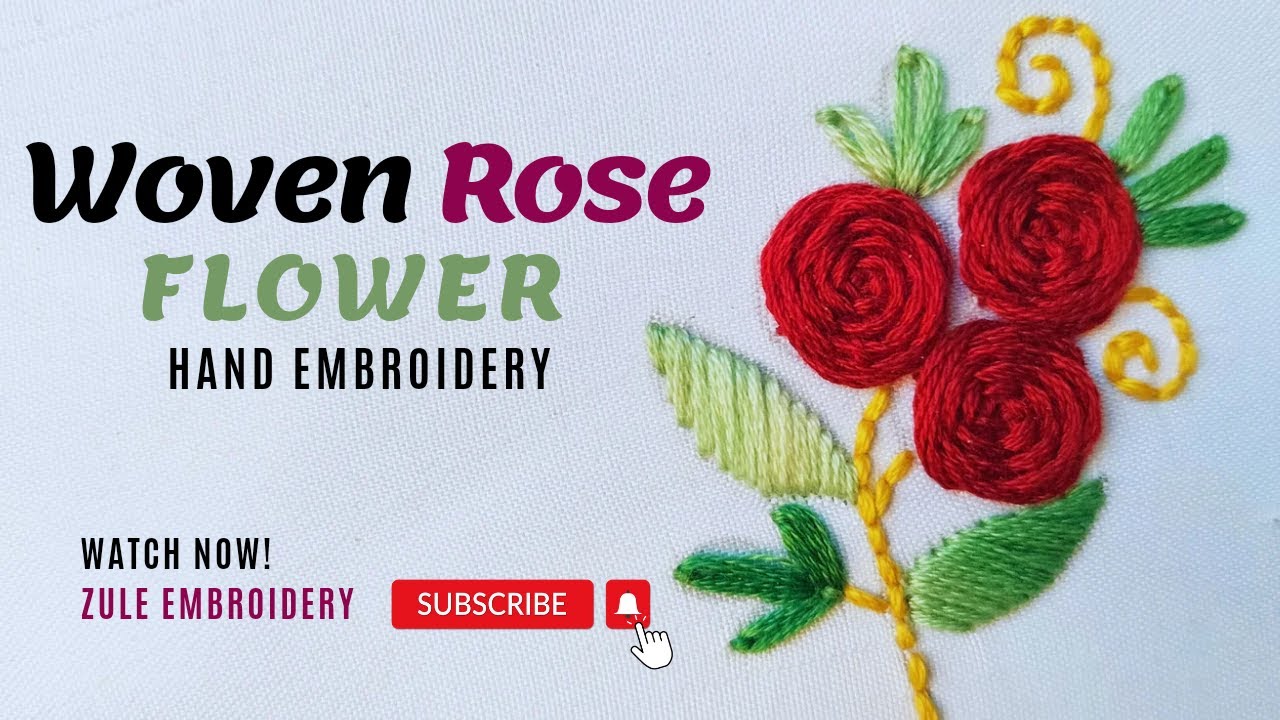 Hand Embroidery | Woven Rose Stitch Tutorial | Flower Embroidery - YouTube