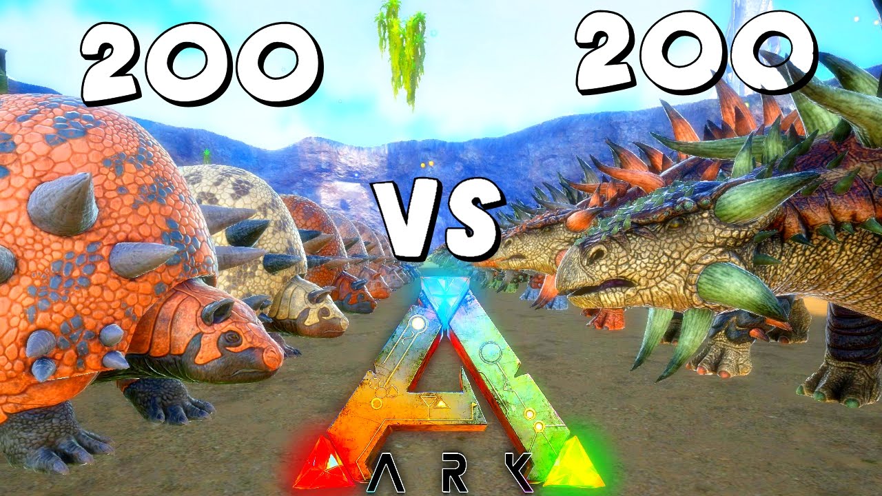 ARK Survival Evolved 200 Doedicurus VS 200 Ankylosaurus | Anky VS Doed ...