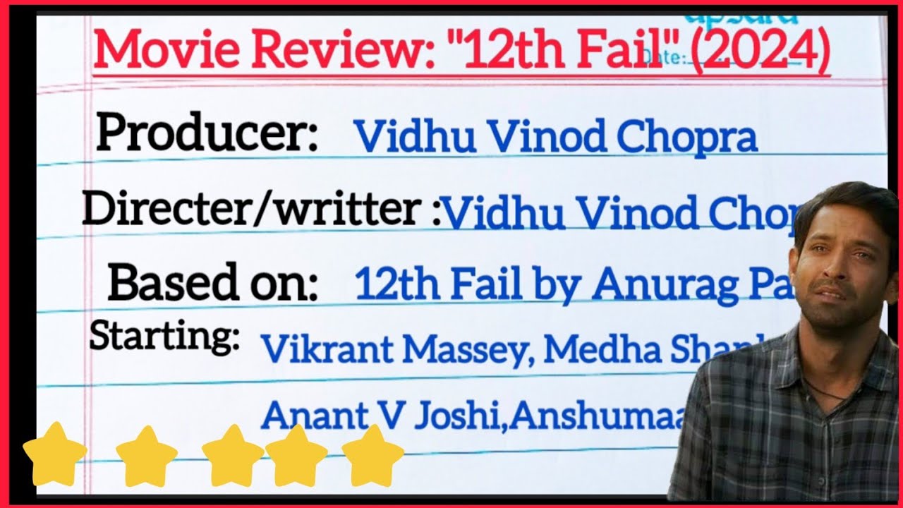 12th Fail Movie REVIEW WRITING| 12th Fail movie Review Writing class ...