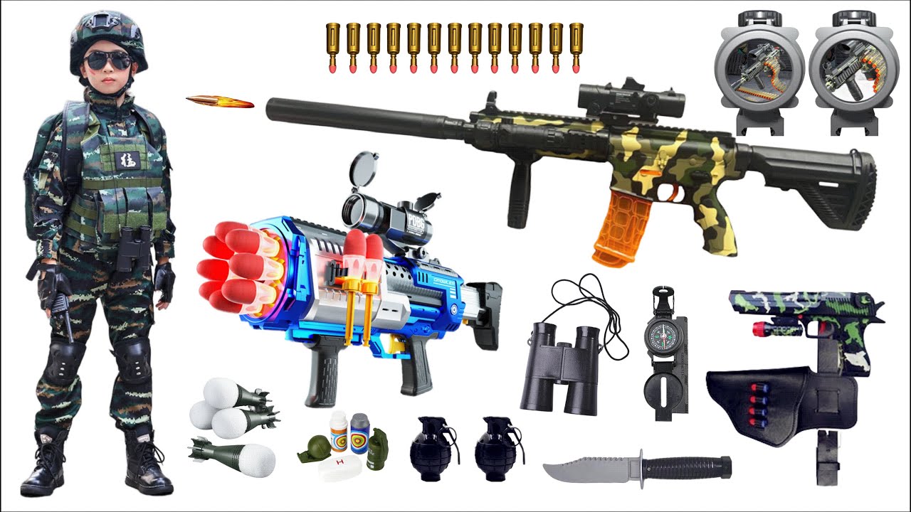 Special Police Weapons Toy set Unboxing-M416 guns, Gas mask, Glock ...