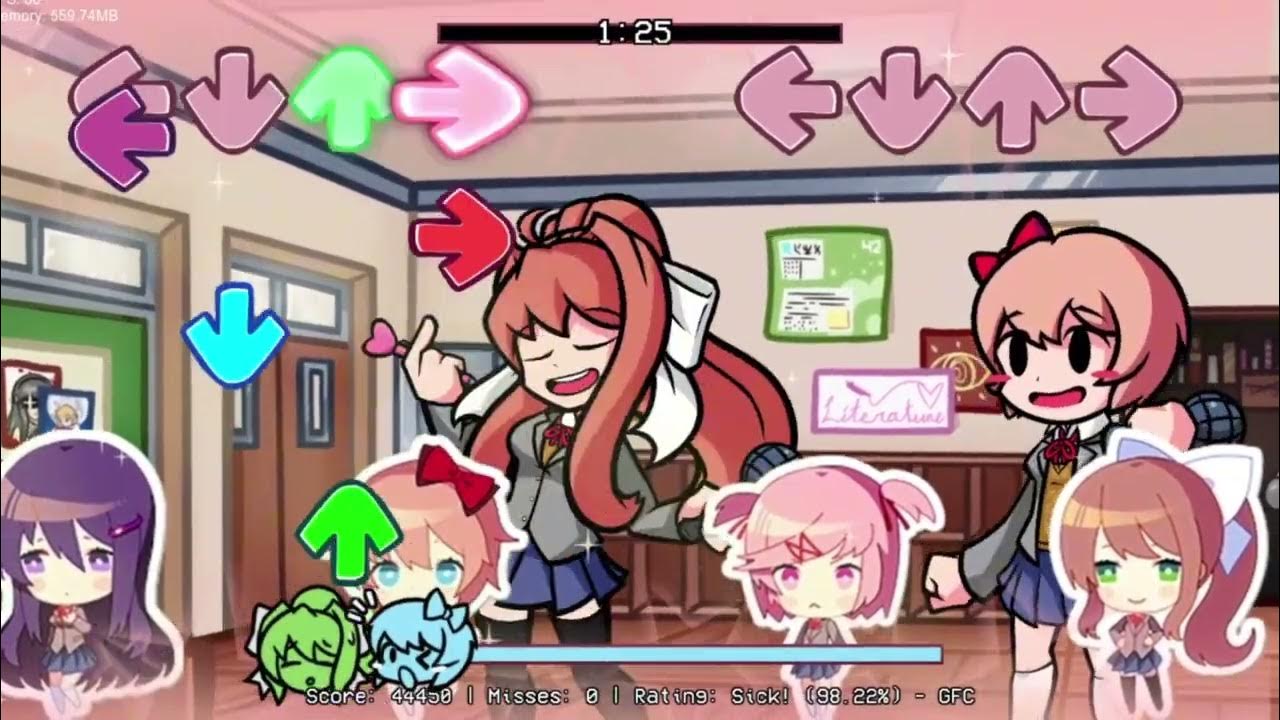 FNF - Playdate but Monika and Sayori sings it - YouTube