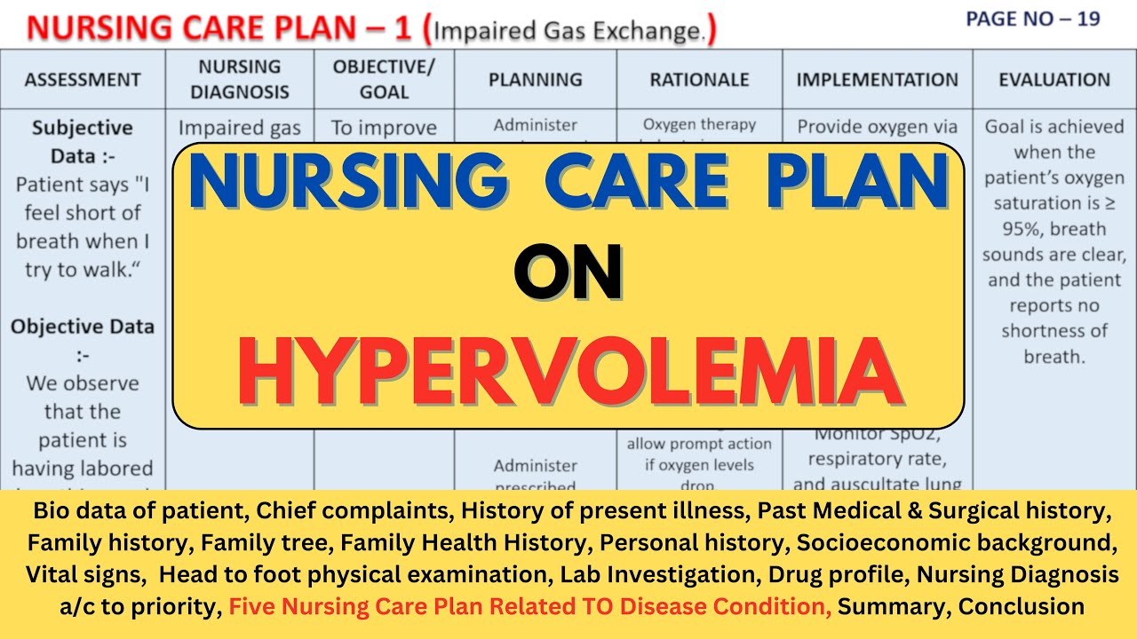 Nursing Care Plan On Hypervolemia (Fluid Overload) | NCP On ...