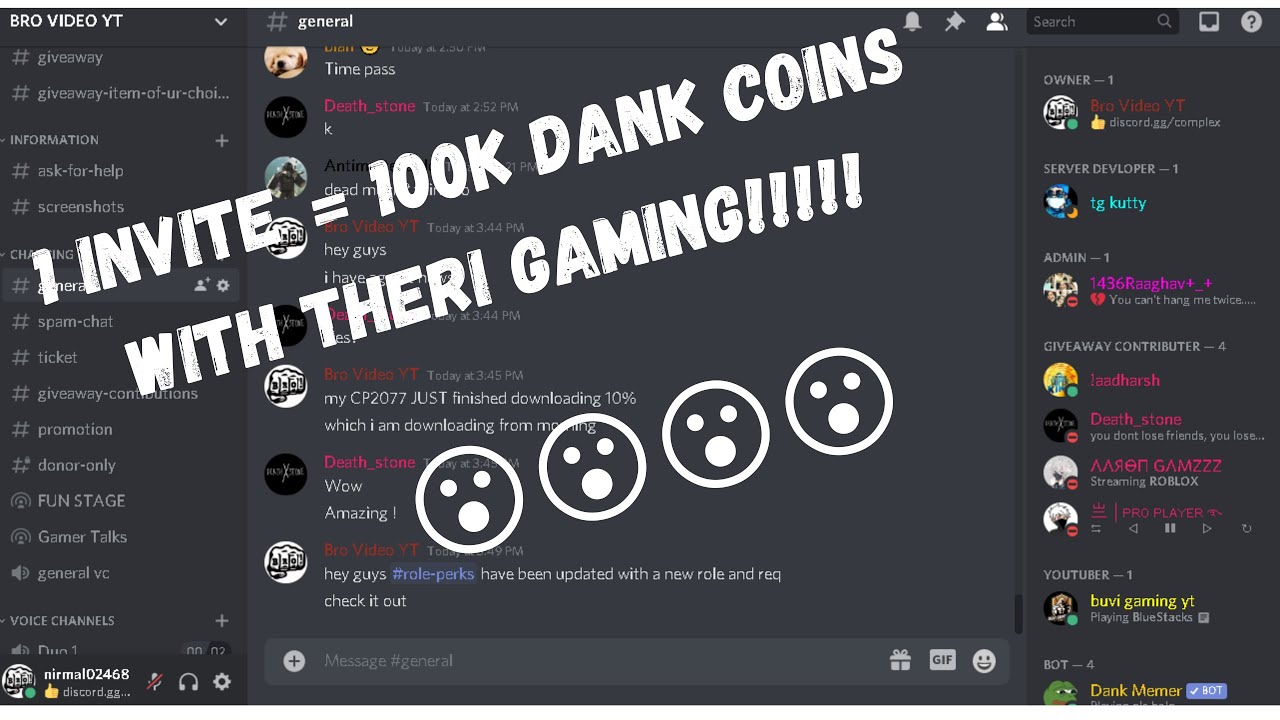 One Invite =100k dank coins with theri gaming!!!!! | Theri gaming | Bro ...