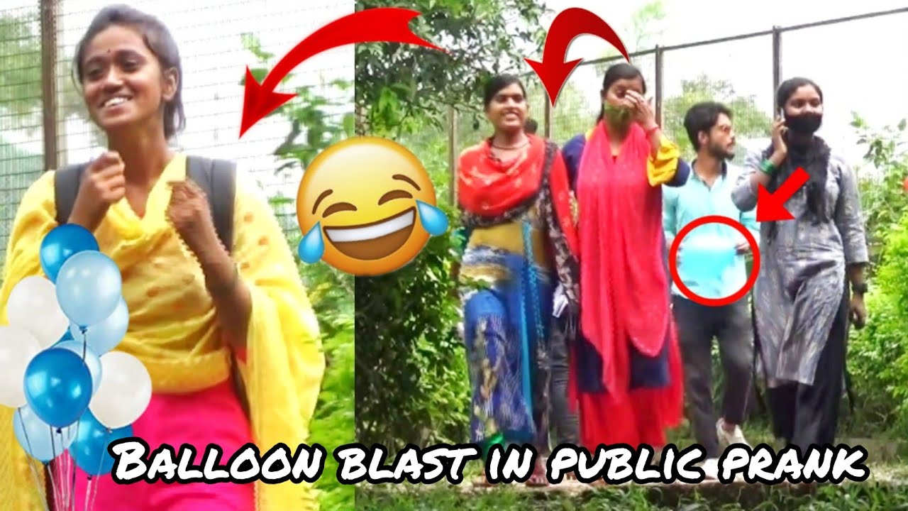 poping balloon blast prank in public // vairal balloon blast prank ...