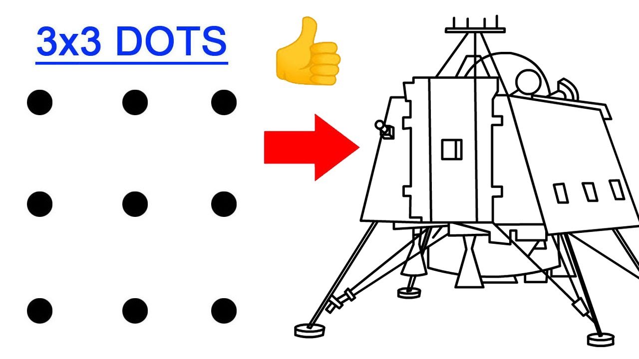 Turn 3x3 dots into Chandrayaan 3 vikram lander drawing outline easy ...