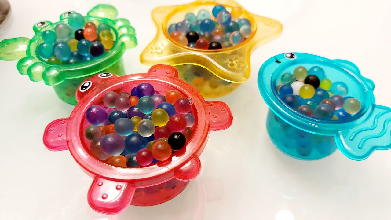 Veryrelaxing ASMR Crystal elastic water gel ball bullets in water. # ...