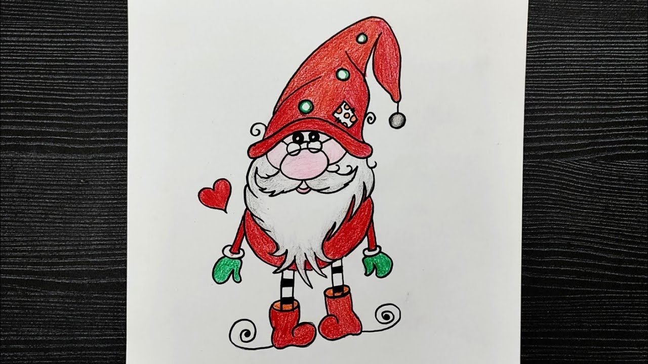 How To Draw Christmas Gnomes // Christmas Gnome Drawing // Kids Drawing ...
