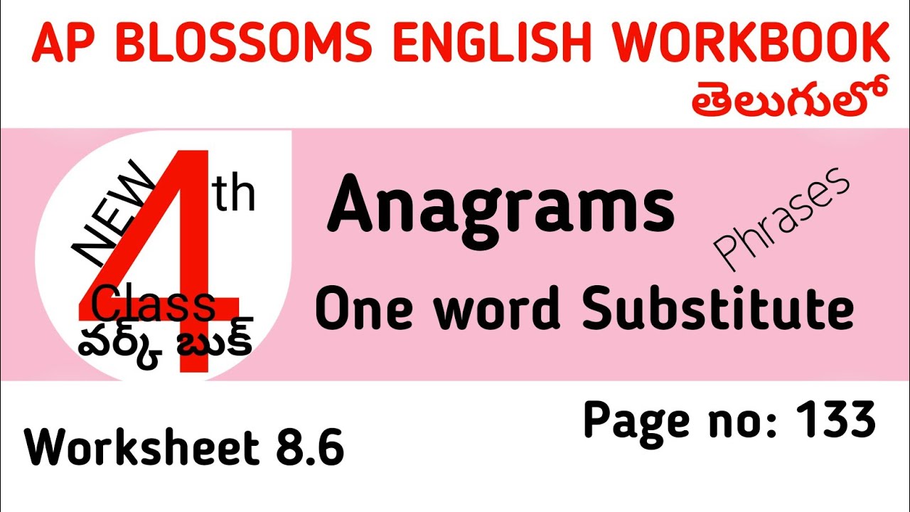 Anagram One Word Substitute Phrases I AP 4th Class Blossoms work book ...