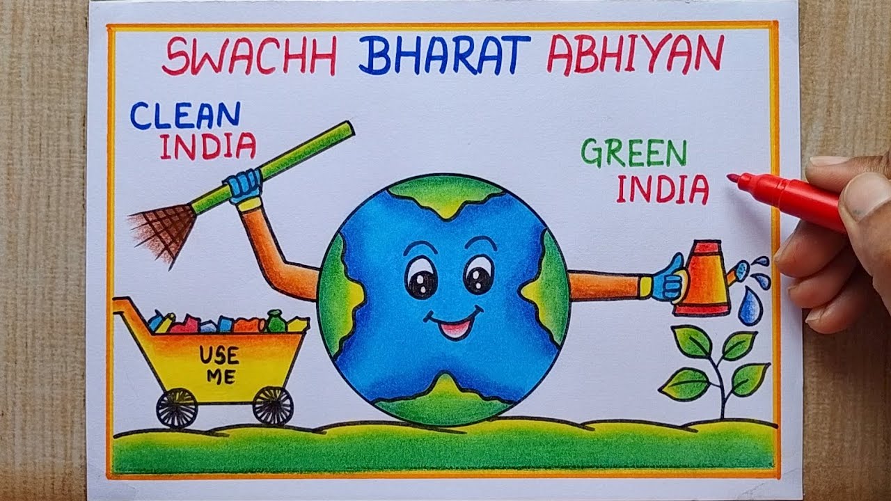 Swachh Bharat Abhiyan drawing| Swachh Bharat Abhiyan poster drawing ...