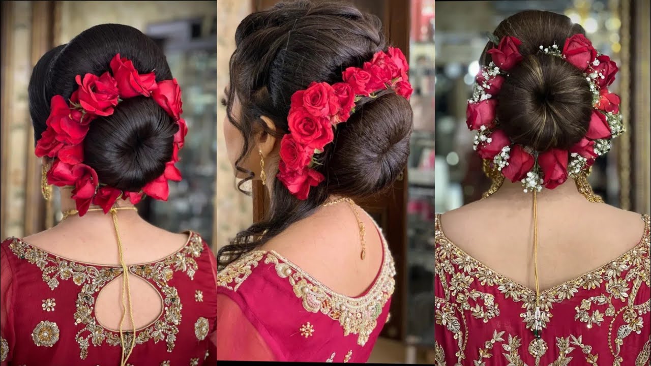 beautiful rose bun hairstyle | wedding and party function | very simple ...