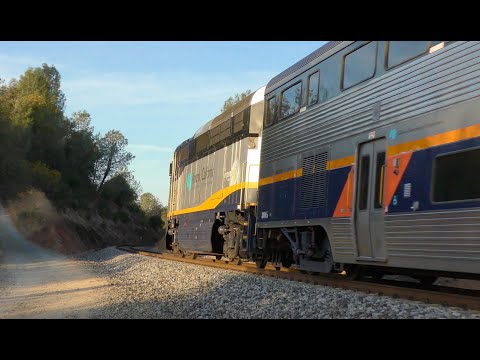 AMTRAK Weekend Capitol Corridor from Auburn passes through Sierra foothills near Newcastle CA
