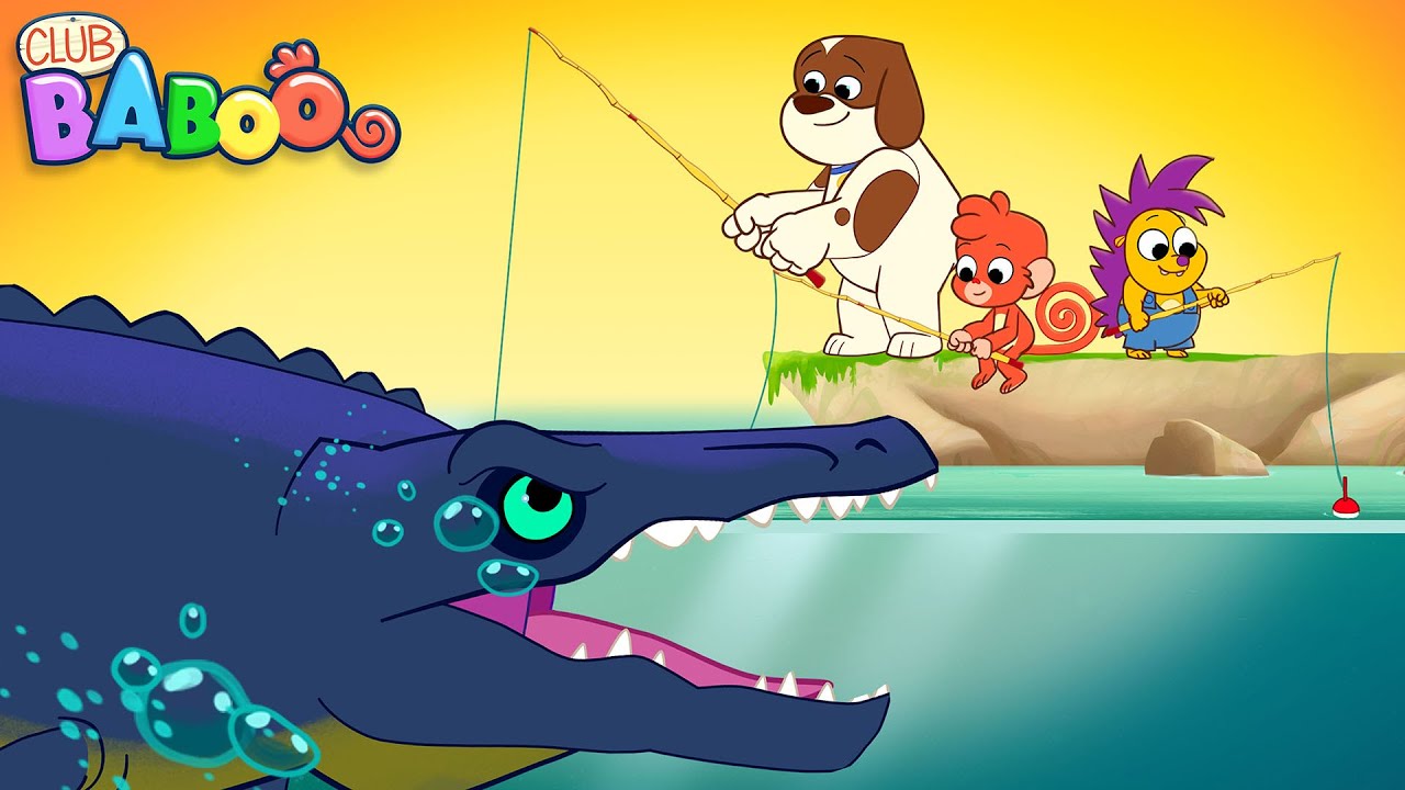 Scary MOSASAURUS eats the bait | Club Baboo | HALF HOUR Funny Dino ...